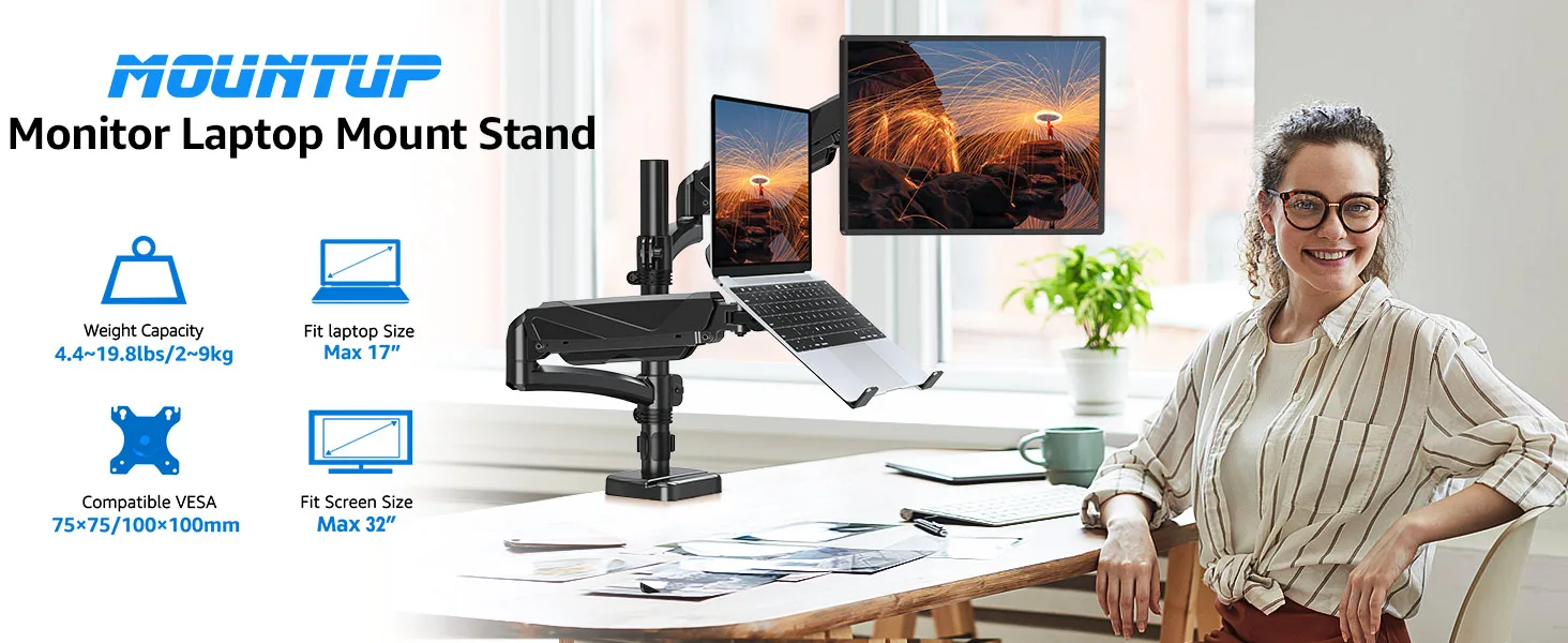 Mountup Monitor And Laptop Stand Up To 32 Inch Brazo Monitor Y Notebook ...