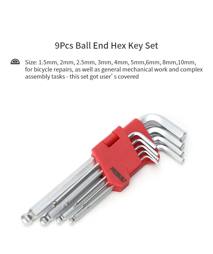 9pcs Professional Allen Key Ball End Long Wrench Kit Spanner Tool Set ...