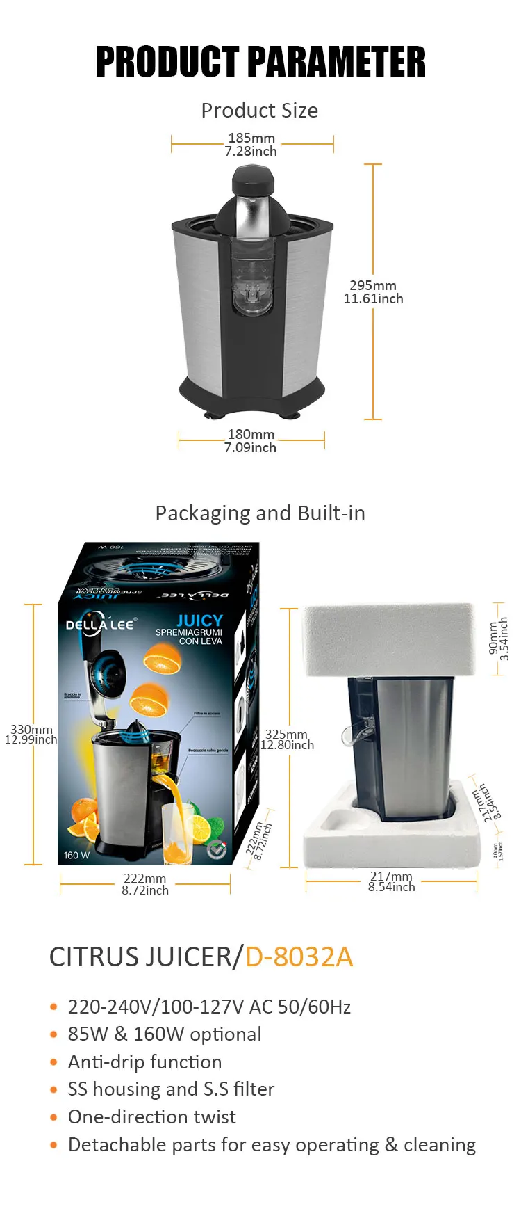 Kitchen Appliances Stainless Steel Manual Lemon Juicer Press Commercial ...