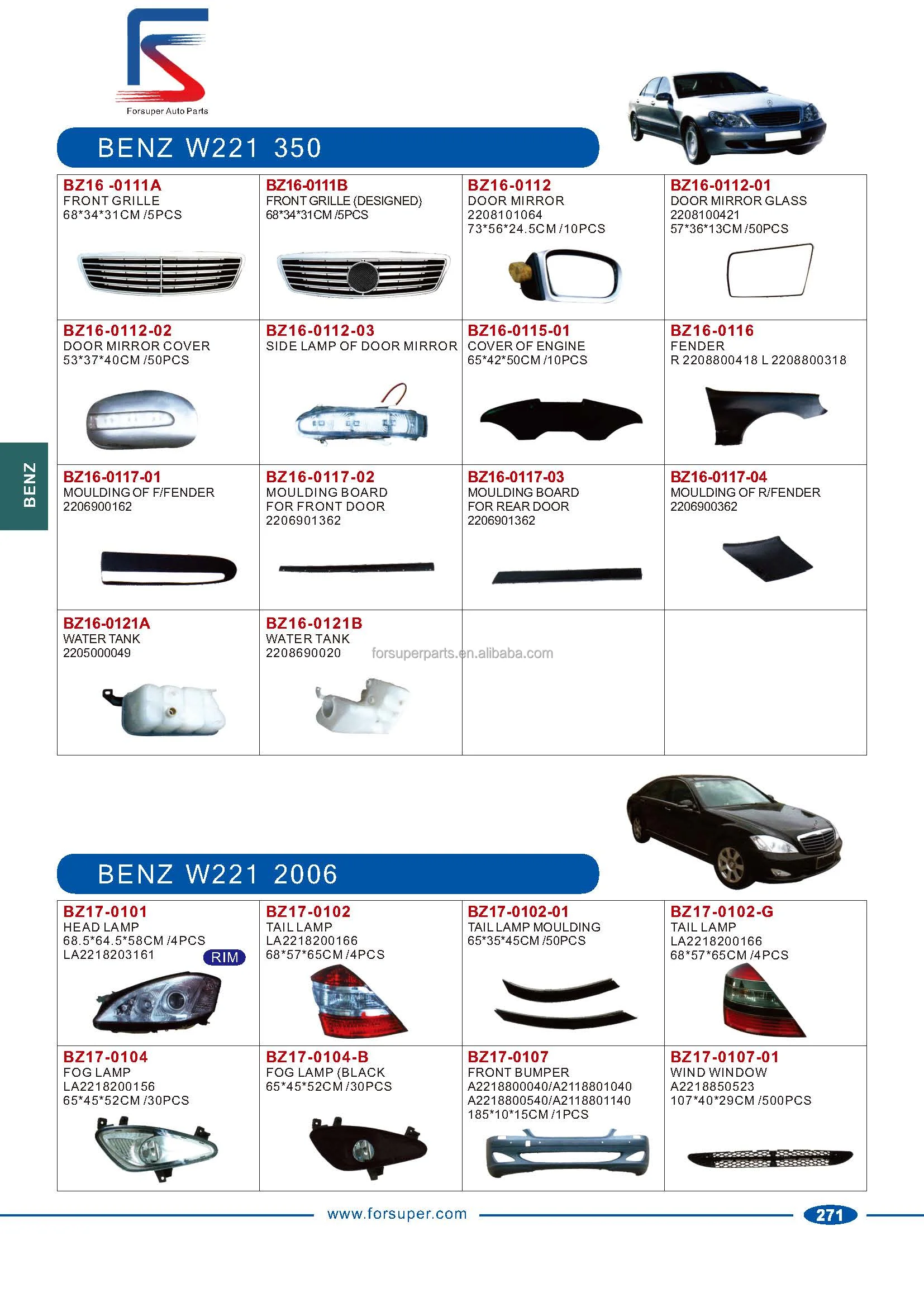 Rear Bumper For Benz W221 S350 Auto Parts 2208800140 - Buy W221 Car ...