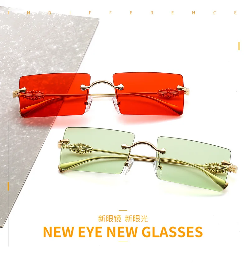 Mejores T805 Small Rectangle Rimless Sunglasses Uv400 Metal Vintage ...
