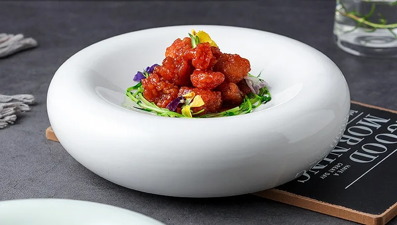 Matte Black Ceramic Show Plate Round Dinner Soup Dessert Salad Pasta ...