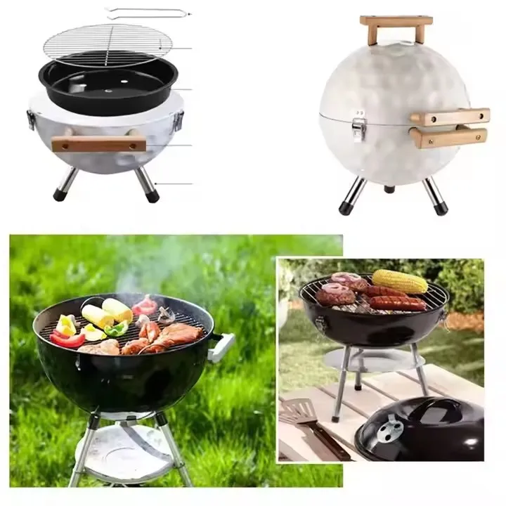 Football-shaped BBQ Grill - Portable and Easy to Assemble