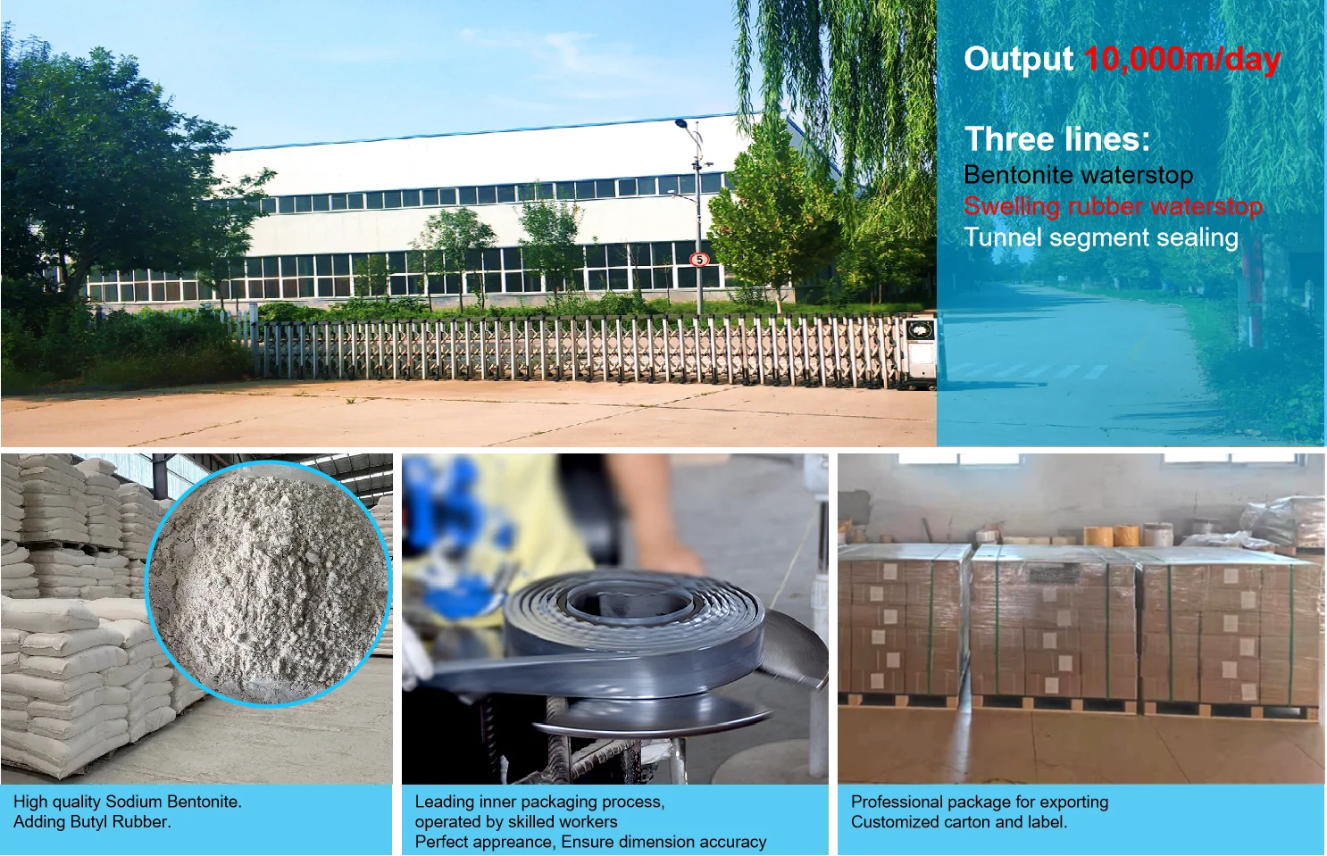 Hydrophilic Swellable Bentonite Waterstop for Construction