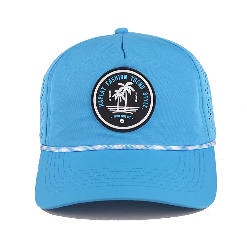 Custom Rubber Logo Perforated Laser Cutting Baseball Hat