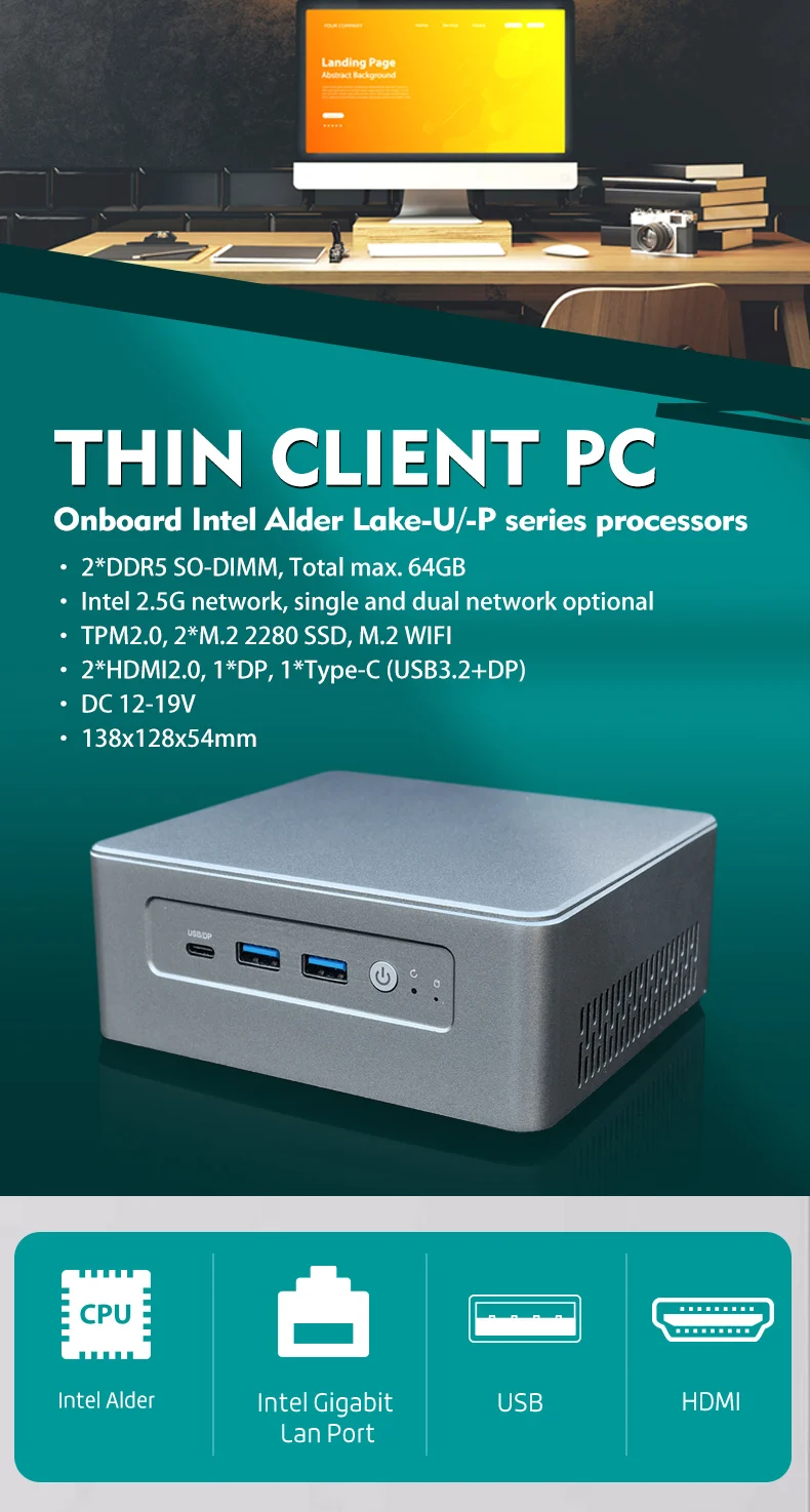 Intel I5-1240p/i7-1260p 3*display 4k Output Thin Client Pc Nano Box 2 ...