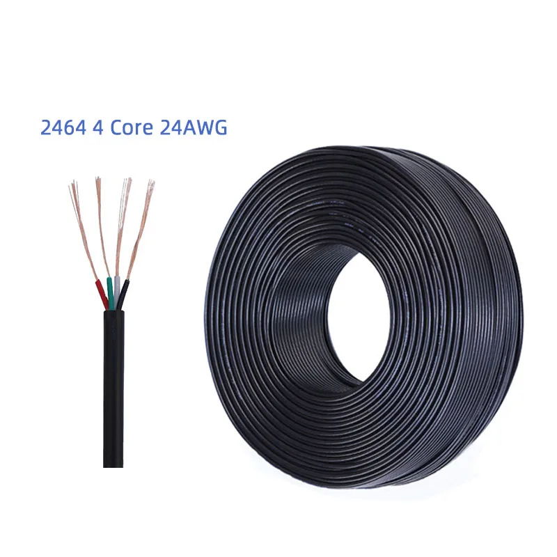 Awm 24awg 2464 4 Core Black Cable Pvc Insulated Wire Od 3.8mm For Date ...