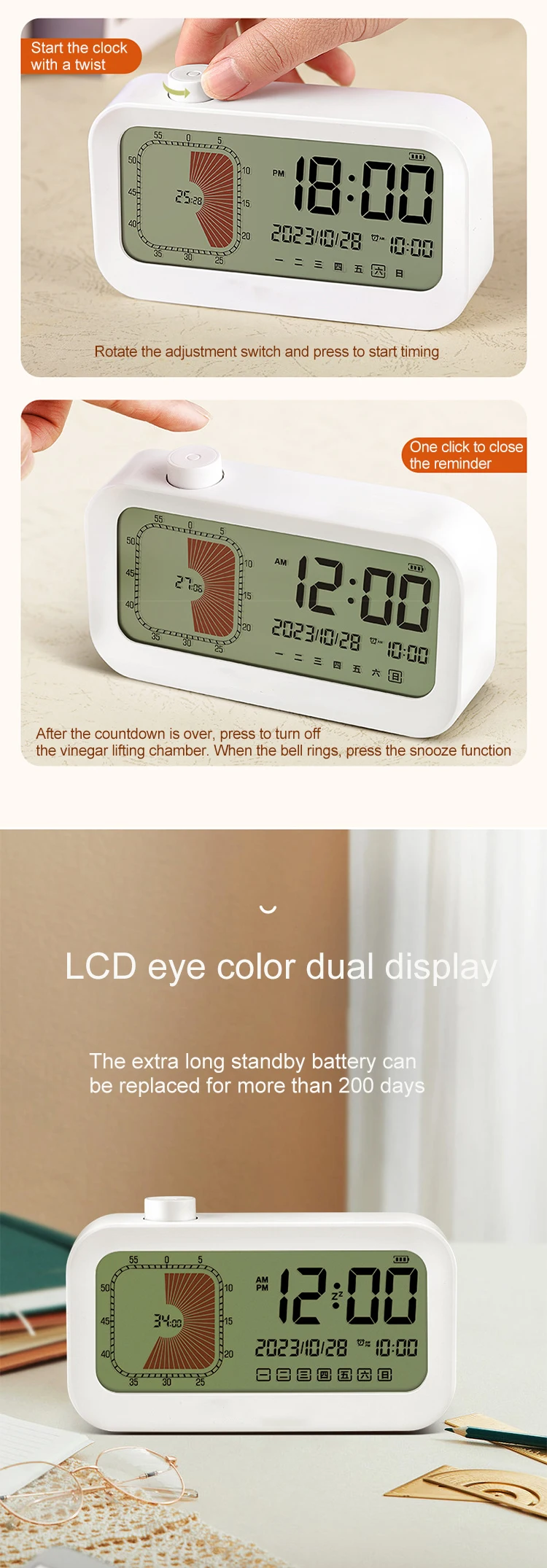 Digital Visual Rechargeable Time Timer Countdown Countup 60 Minute