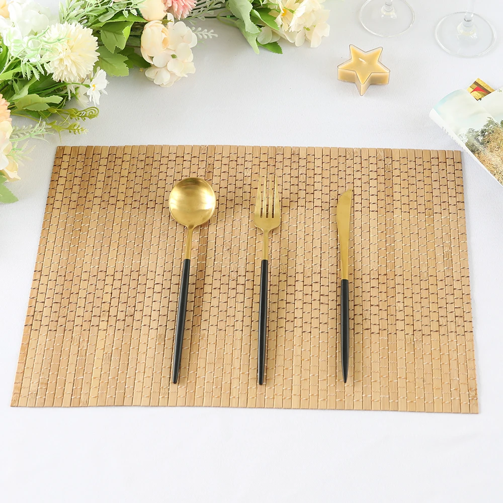 Eco Friendly Bamboo Foldable Wshable Dinner Table Mats Party Placemats ...