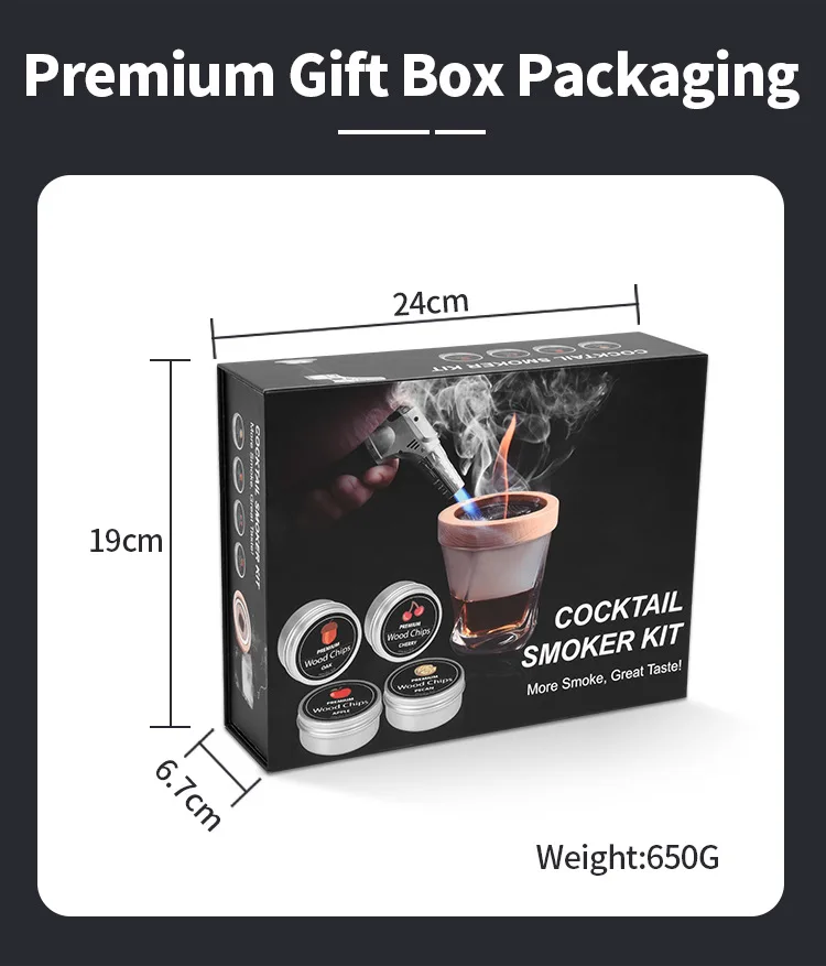 DD2435 Wooden Gift Box Cocktail Smoker Set Customized Bar Whiskey ...