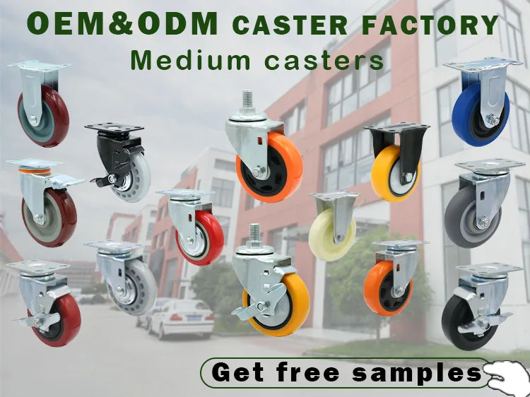 Industrial Polyurethane Side Mount Caster And Wheel With Bearing ...