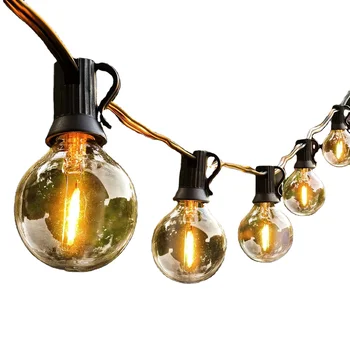 Outdoor String Lights 50ft With 27 Dimmable G40 Led Shatterproof Clear ...