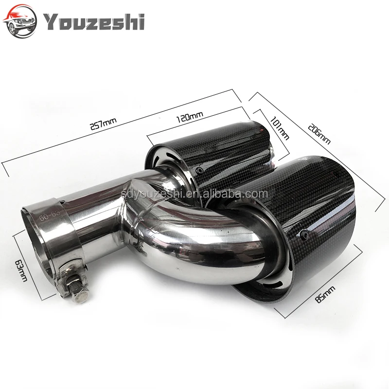 Custom Car Exhaust Tip Left/Right h Type Real Carbon Fiber Stainless ...