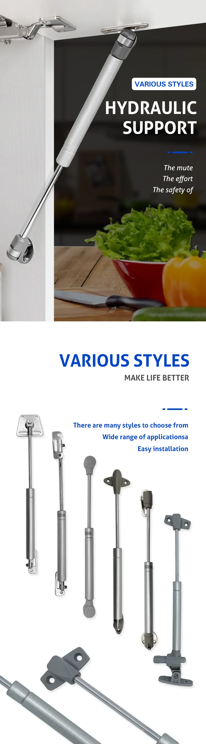 Gas Strut Kitchen Cabinet Door Lift Support - Hydraulic