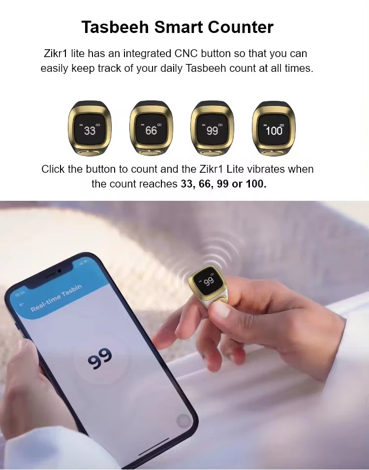 Smart Ring with Tasbih Beads - Hand Counters for Prayer