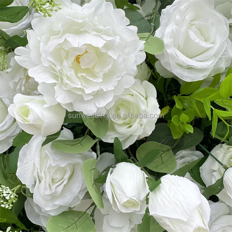 Sunwedding White Rose and Greenery Wall Backdrop Wedding Wall ...