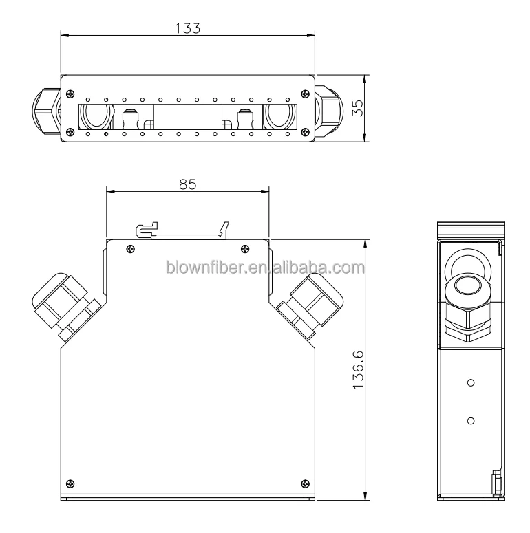 Ftth 12 Core Din Rail Mounted Fiber Optic Terminal Box Aluminum With 12 ...