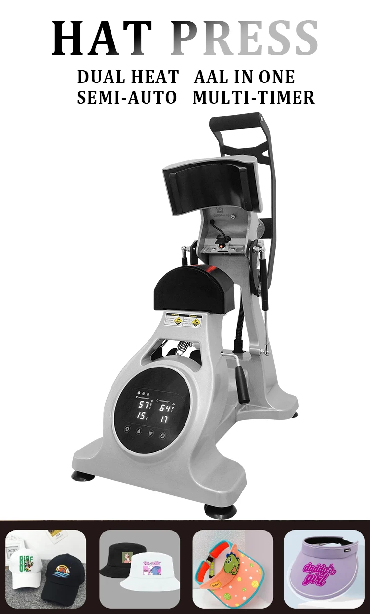 Wholesale Semi-Auto Cap Press Machine - Double Heated Hat Press