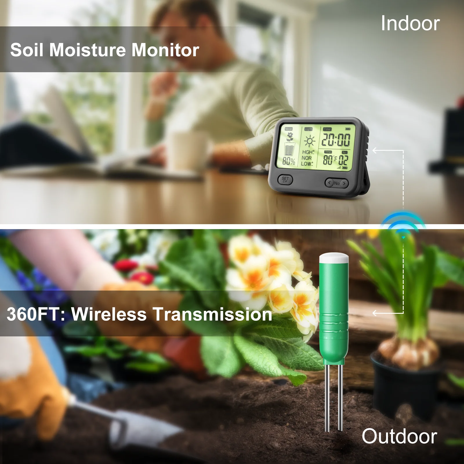 Plant 4in1 Moisture Meter 200ft RF Wireless Tester for Moisture Soil ...