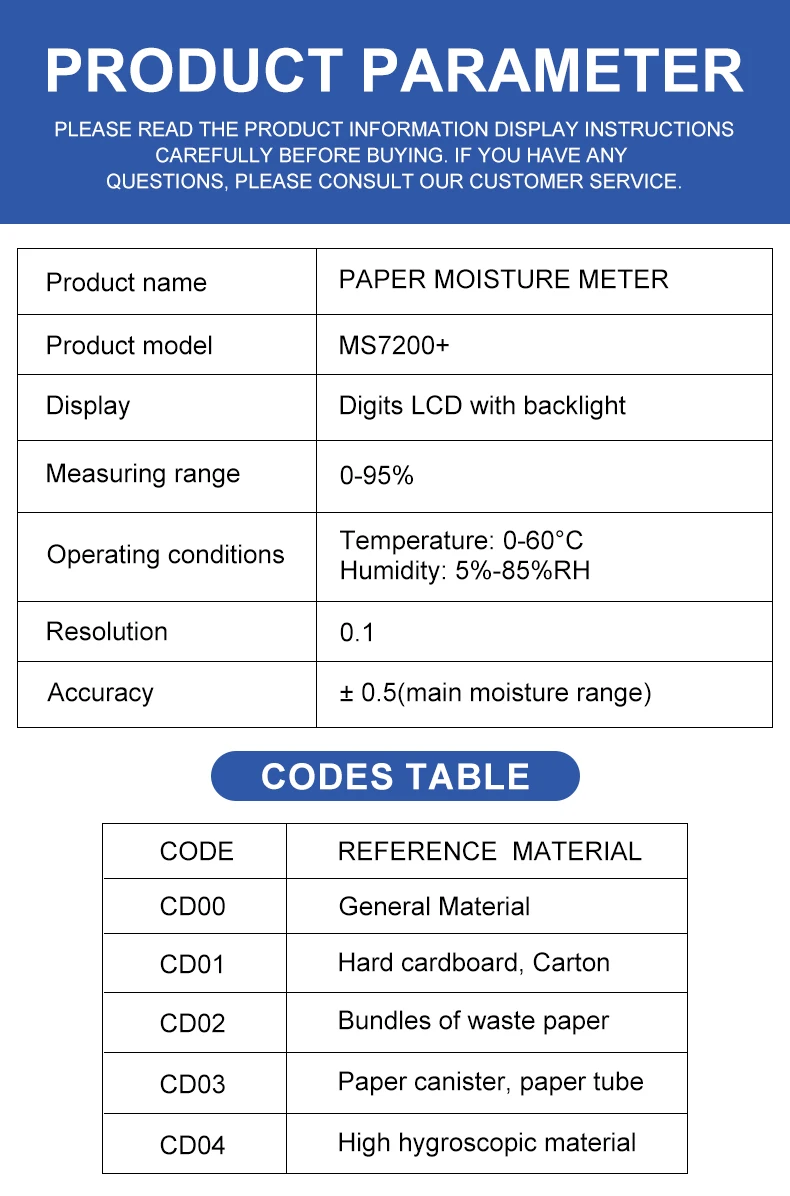 MS7200+ Paper Moisture Meter - Accurate & Portable Testing
