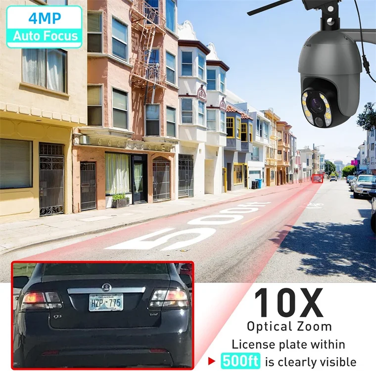 Spotlight Color Night Vision Human Detection Optical 5MP 4G PTZ Outdoor ...