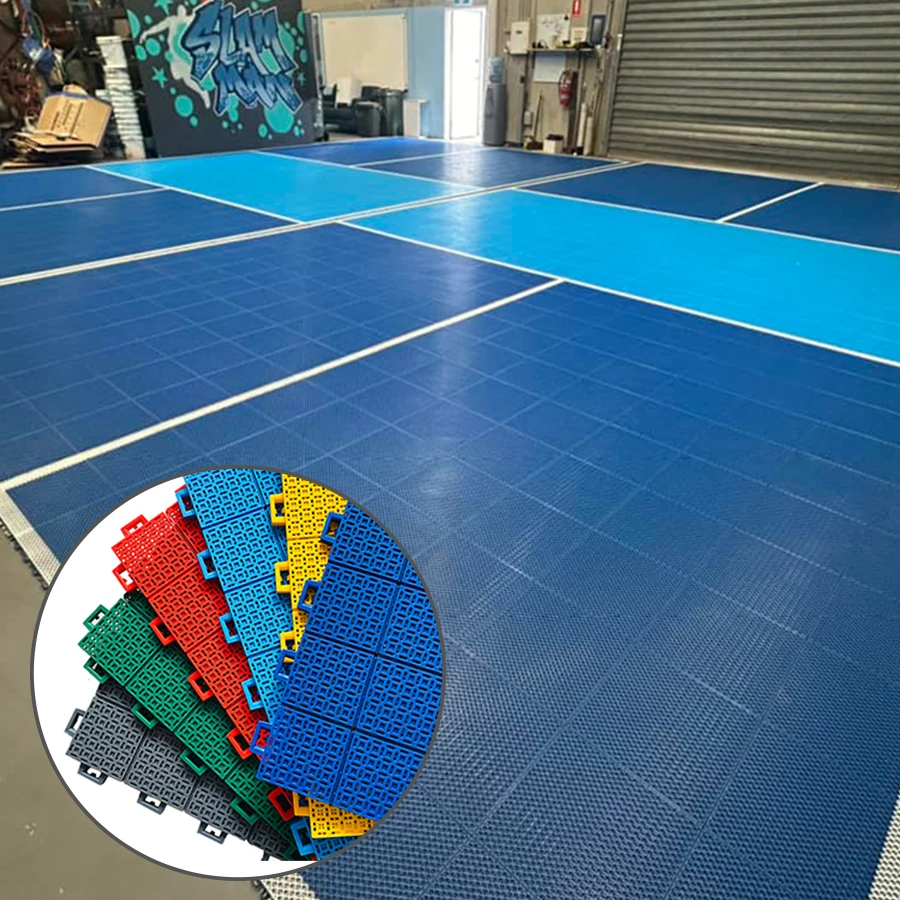 Install Simple Interlocking Floor Tile For Backyard Outdoor Basketball ...