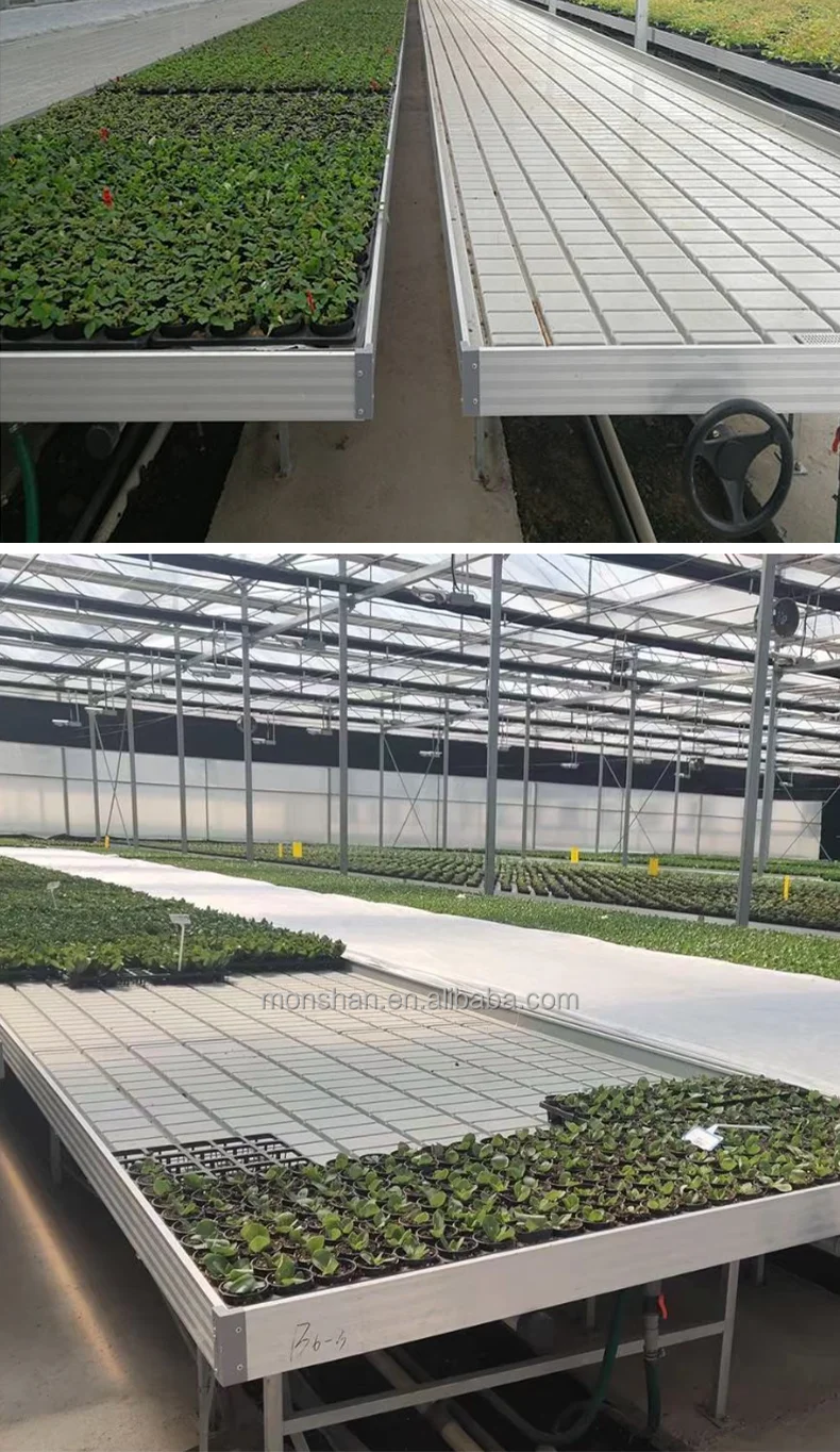 ABS Food Grade Movable Rolling Flood Table Stand Hydro Grow Tray Tables