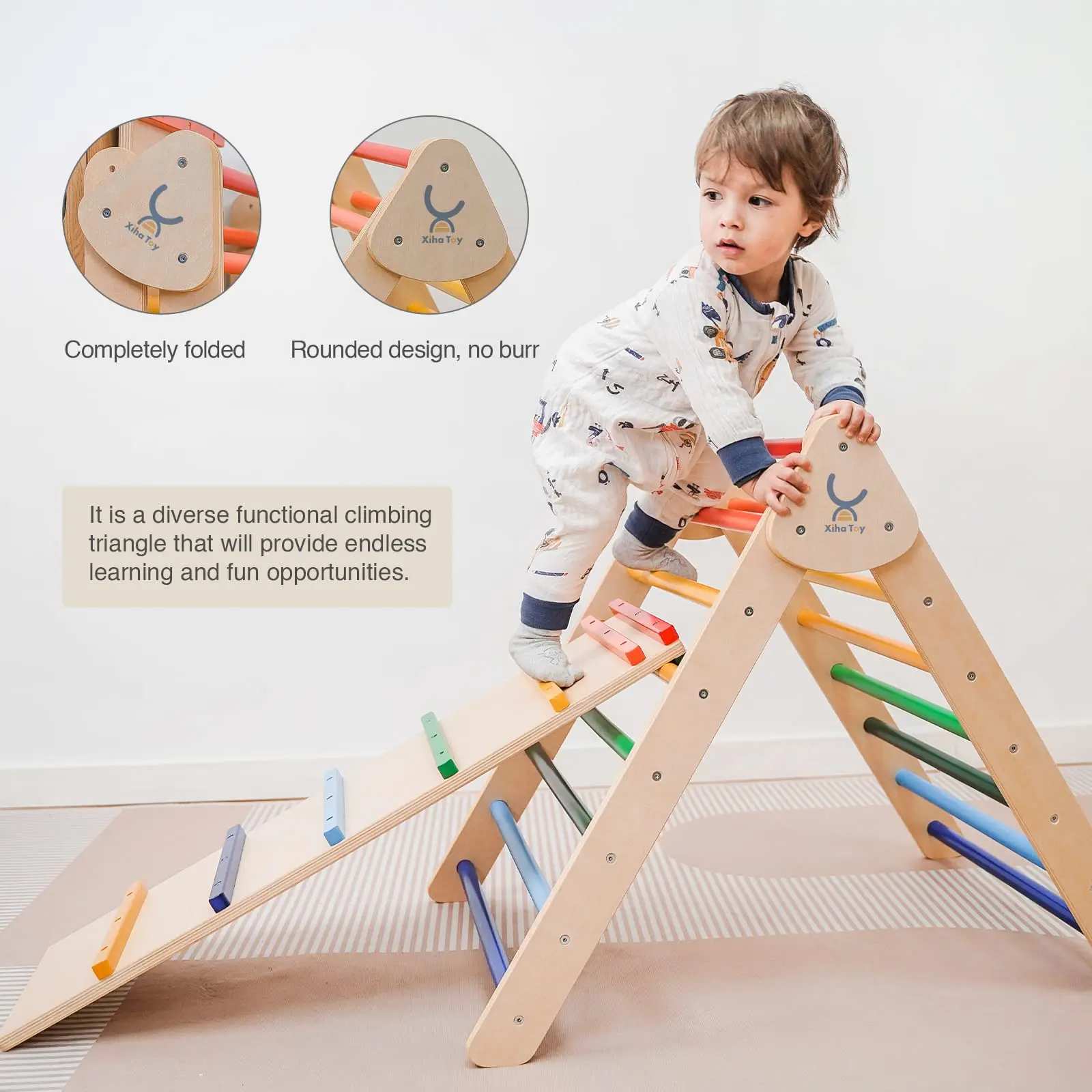 Rainbow Climber Indoor Play Set Climbing Triangle Toddler Climbing ...