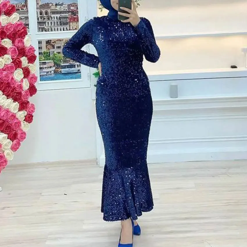 Oem Plus Size Islamic Clothing Modest Maxi Dress Ladies Sequin Evening ...