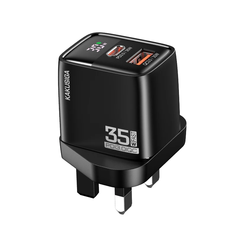 KAKUSIGA PD30W QC3.0 UK Digital Display charger fast charing usb type-c ...