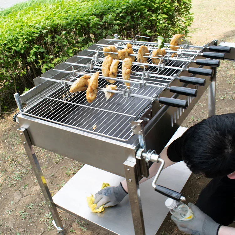 Brazilian BBQ Skewer Grill Rotator - Stainless Steel BBQ Grill Chain ...