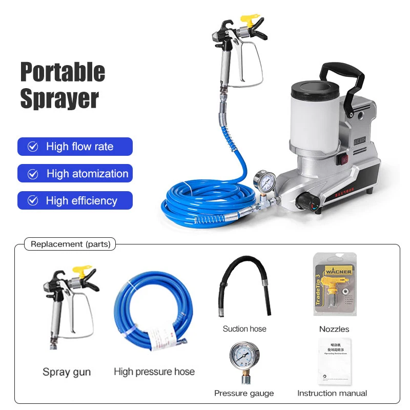 4500w Airless Paint Sprayer Machine 8l Small Portable Electric Spray ...