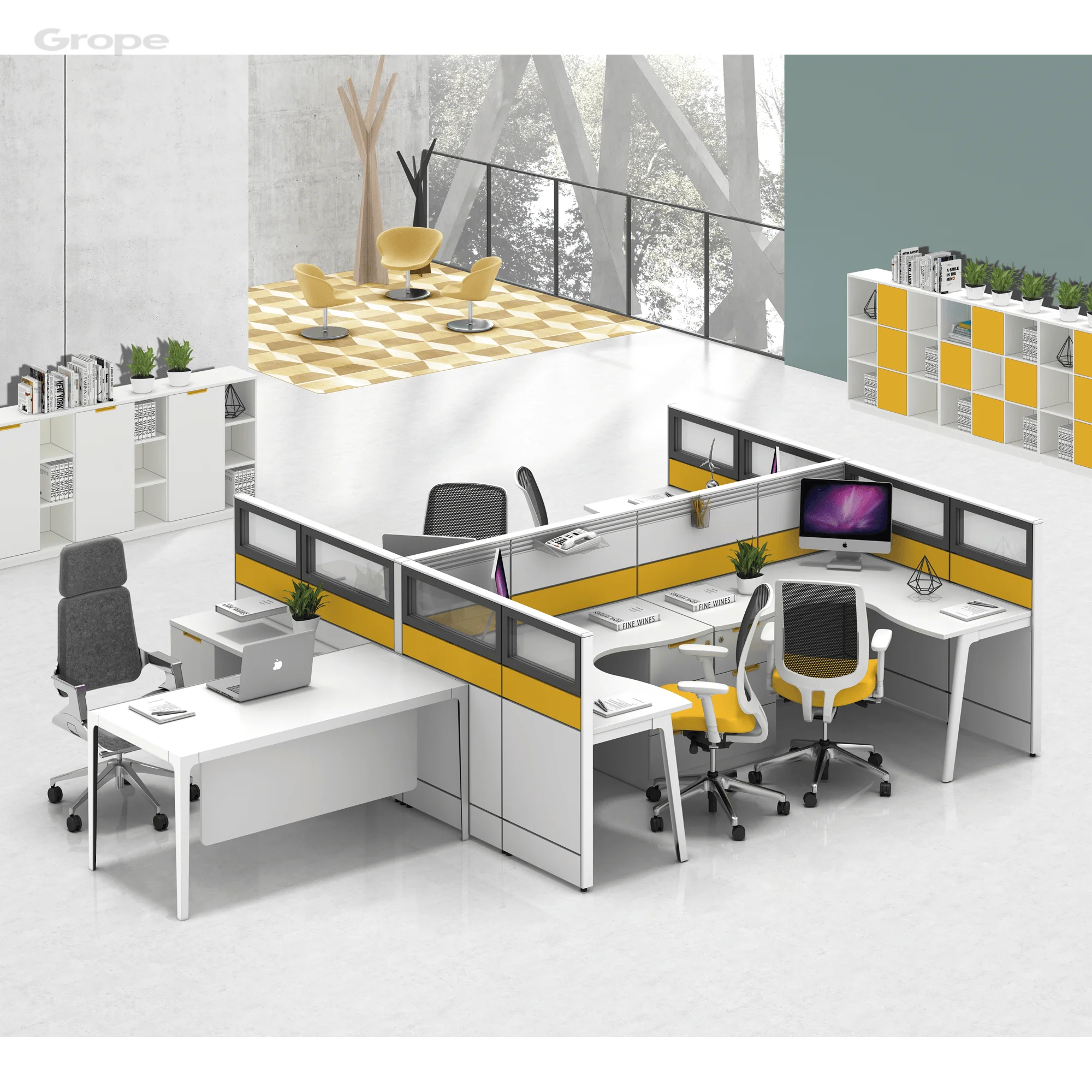 4 Seat Modern Office Desk Partition Office Desk Partition Office ...