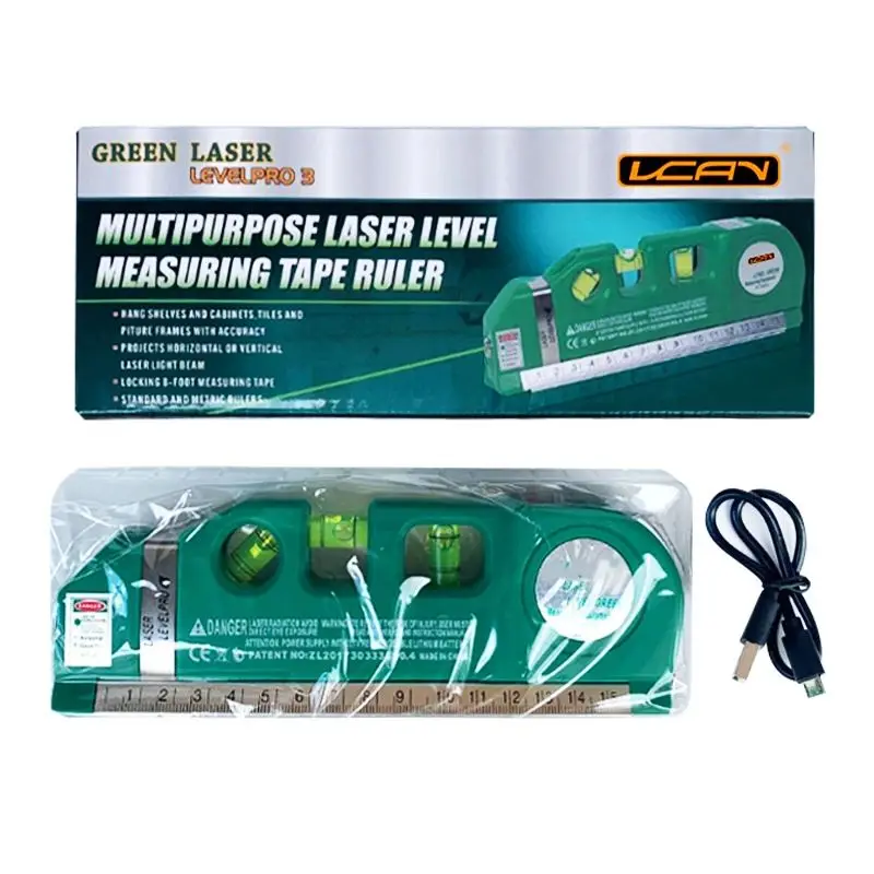 Green Lazer Level Rechargeable Scale Measurement Tape Measure Building ...