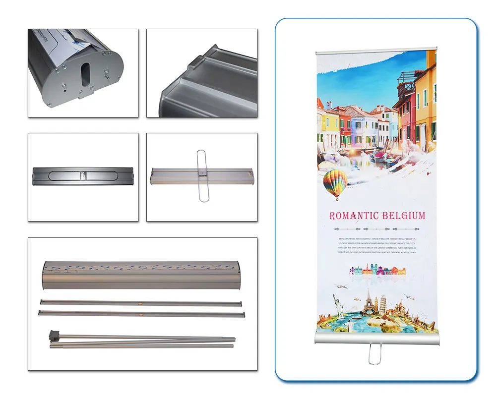 Exhibition Booth Double Sided Roll up Banner Aluminum Retractable Roll ...