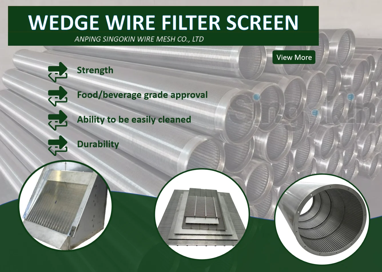 304 316 Stainless Steel Wedge Wire Screen V Wire Wrapped Wire Mesh For ...