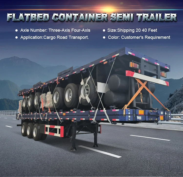 40ft Platform Trailer 60 Tons Cargo Ship Flat Bed Trailer Container ...