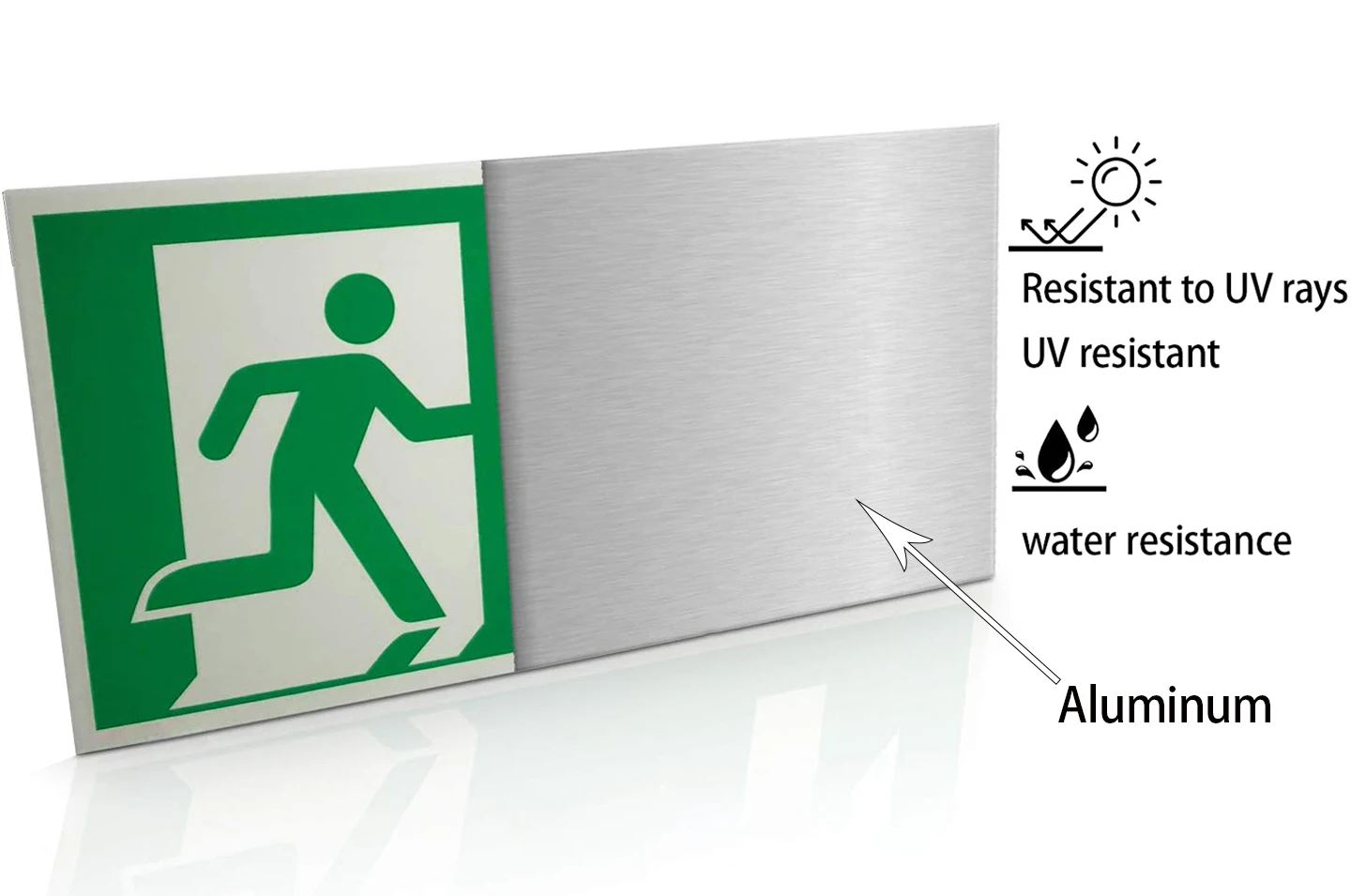 Luminous Safety Man Running Right Sign Aluminum Plate Photoluminescent ...