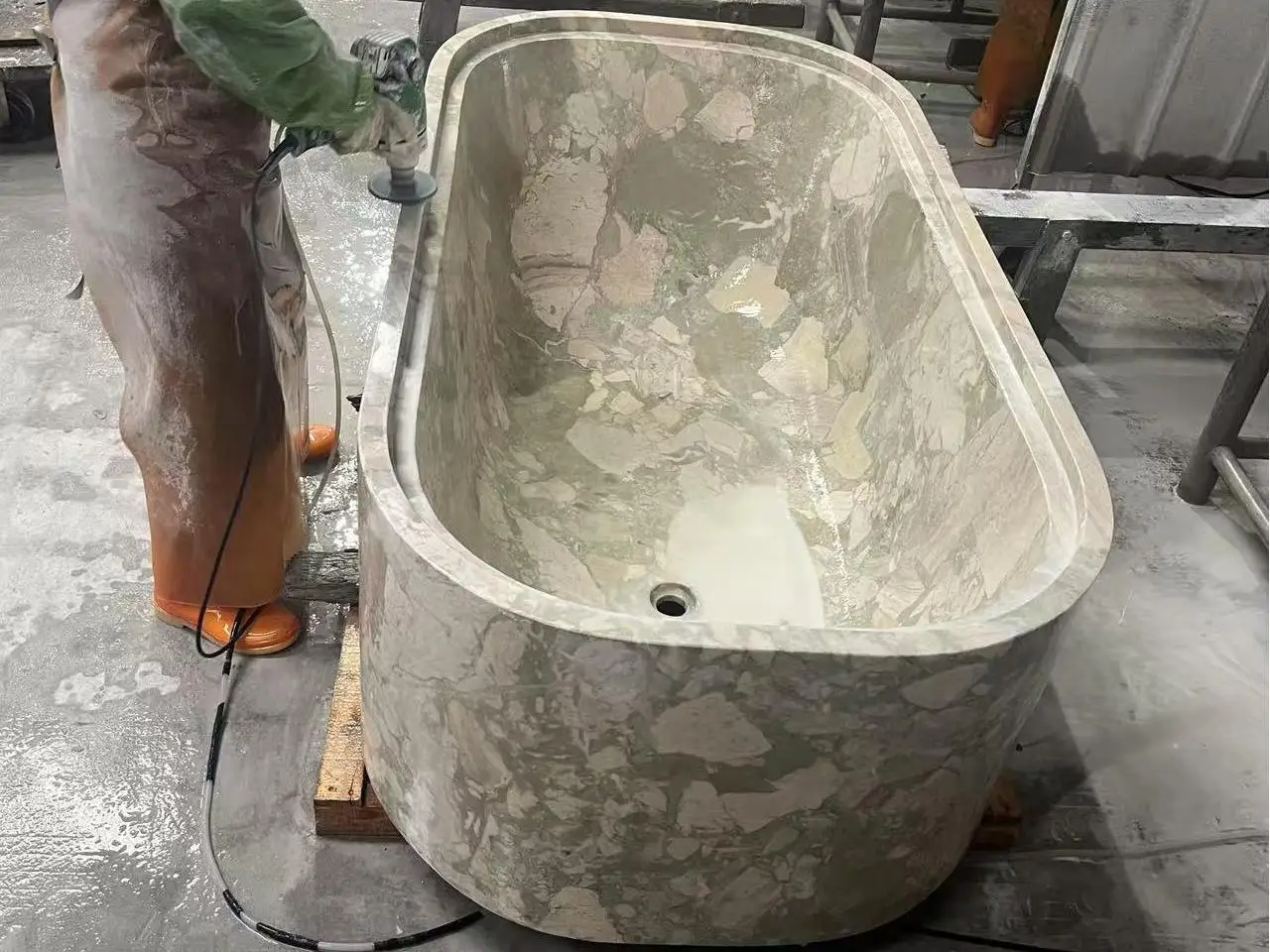 SH Stone Luxury Custom-made Arabescato Marble Modern Oval Bathtub ...