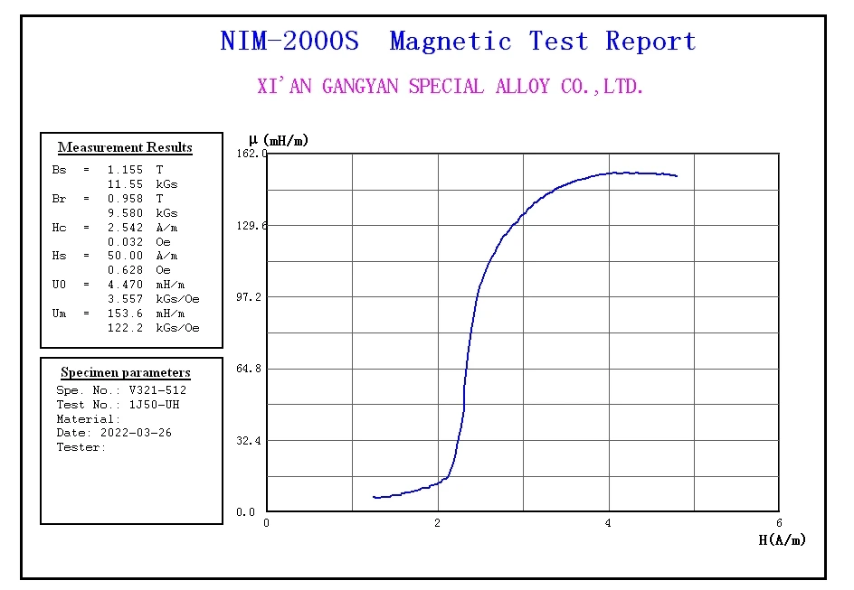 Soft Magnetic Nickel Iron Alloy ASTM A753 UNS K94840