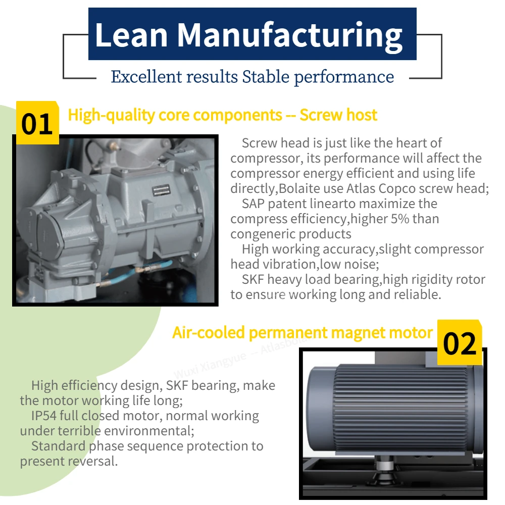 Atlascopco Group Bolaite Screw Air Compressor 4kw-90kw Electric Silent ...