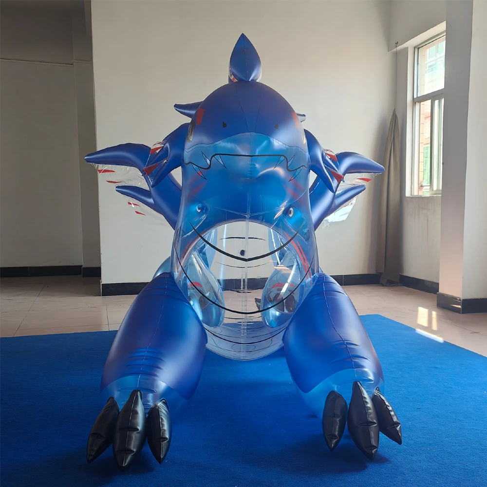 Beile Inflatable Cartoon PVC Transparent Blue Dragon Toy