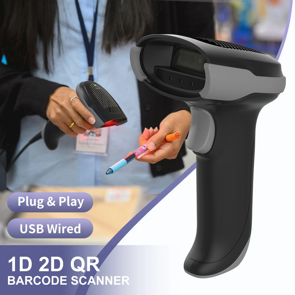 Xincode Handheld Barcode Reader Gun 1D 2D Price Barcode Scanner USB Wired Qr Bar Code Reader of ...
