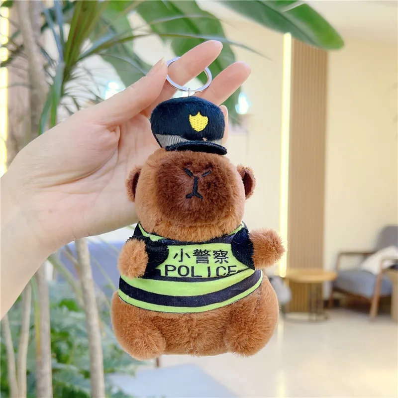 Custom Police Capybara Stuffed Toy Funny Plush Capybara Keychain ...