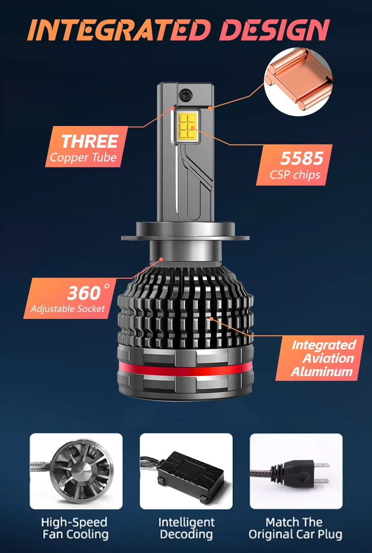 High Power 300w 50000lm 5585 Csp Chip Auto Lighting System Car Led Lights 9005 9006 H1 H11 H3 H7 ...