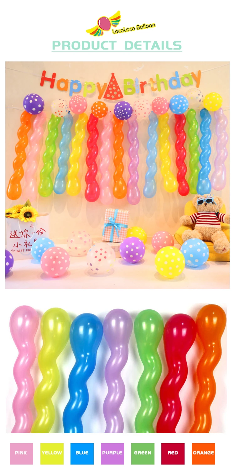 Long Balloons Spiral Latex Balloons 100 Pack 48-inch For Parties ...