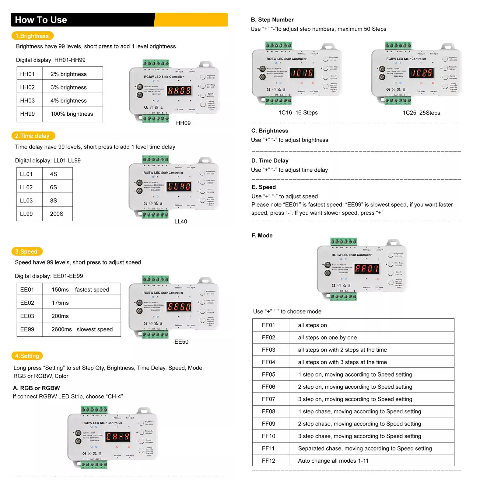 Automatic LED RGBW Stair Light Controller With Daylight Sensor Smart ...