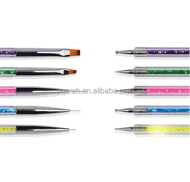 5 Pcs Professional Nail Flat Brush Tools Nail Manicurt Art Dotting Pen ...