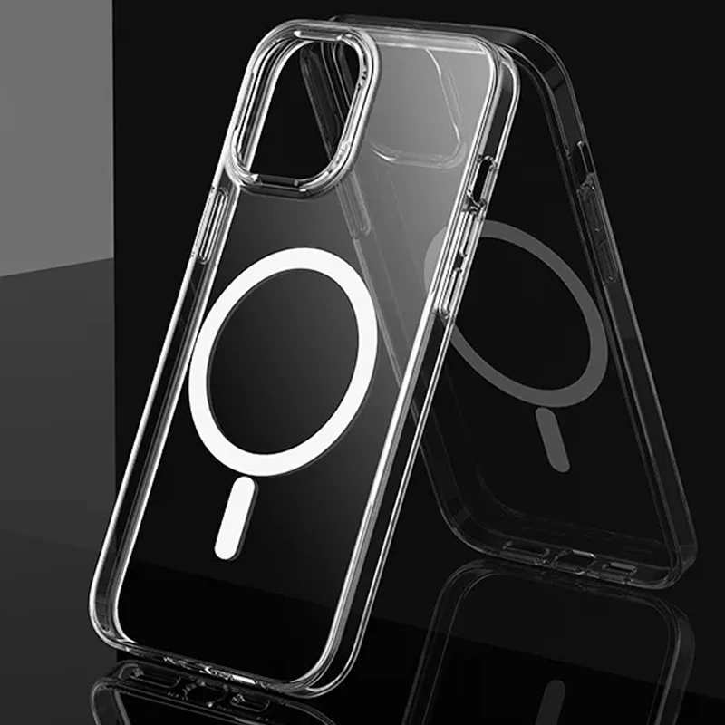 Customized Clear Magnetic I Phone Case Wireless Charging Transparent ...