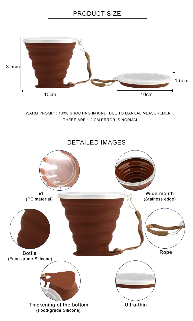 Folding Camping Cup Expandable Drinking Cup Silicone Collapsible Cup ...